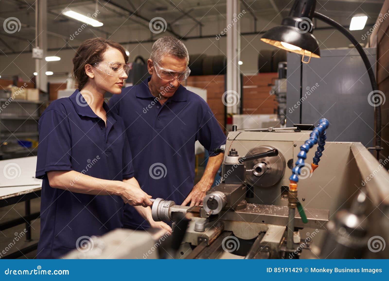 Engineer Training Female Apprentice on Milling Machine Stock Image ...