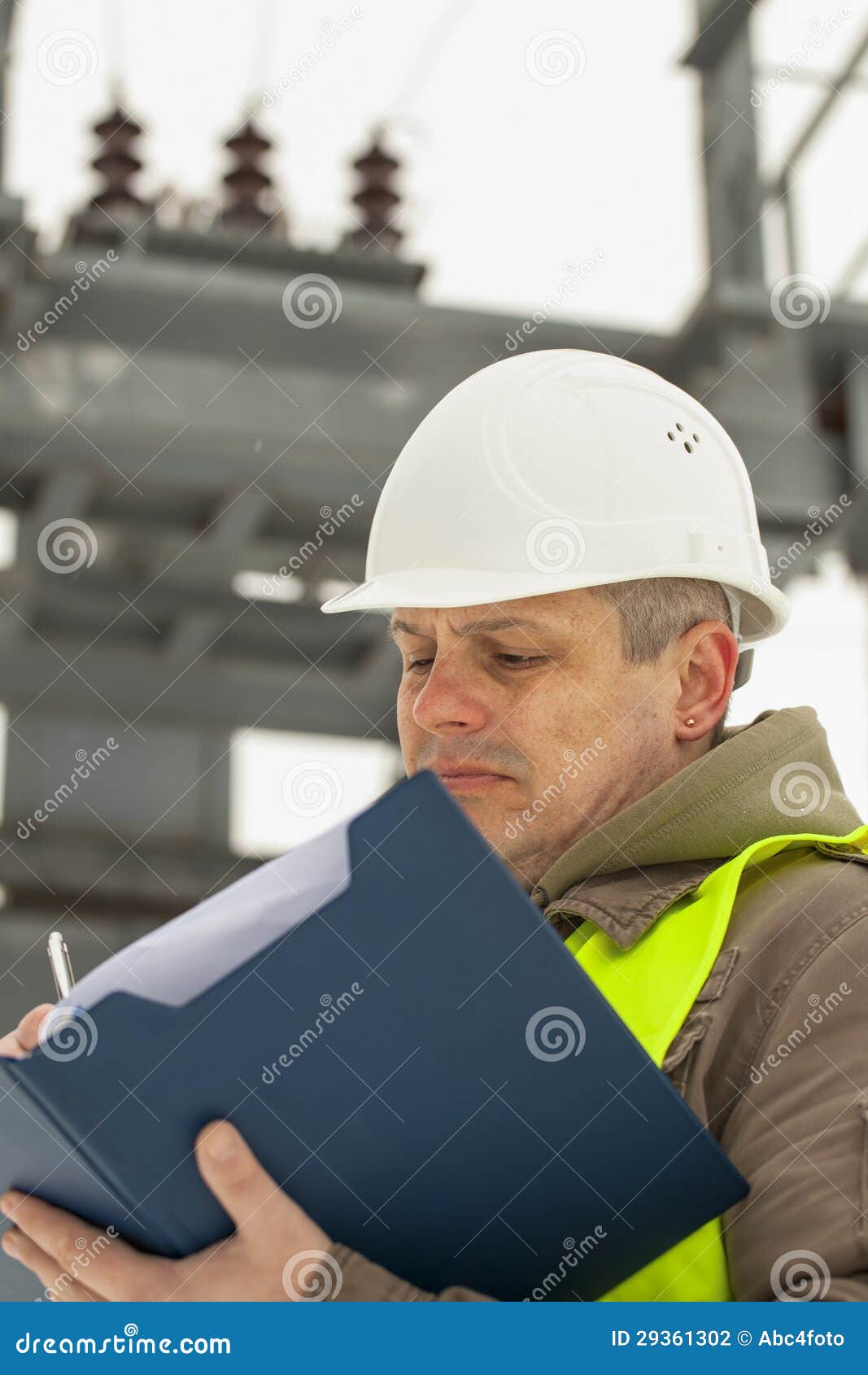 Engineer on a Transformer Background Stock Photo - Image of hard ...