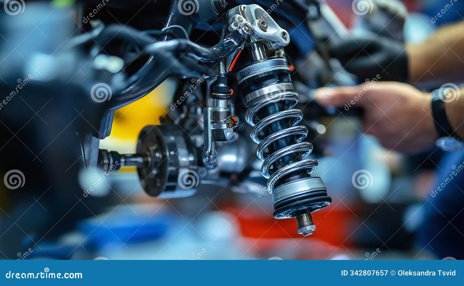 Engineer Tuning Car Suspension System, Close Up. Stock Image - Image of ...