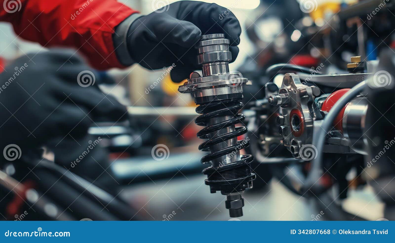 Engineer Tuning Car Suspension System, Close Up. Stock Photo - Image of ...