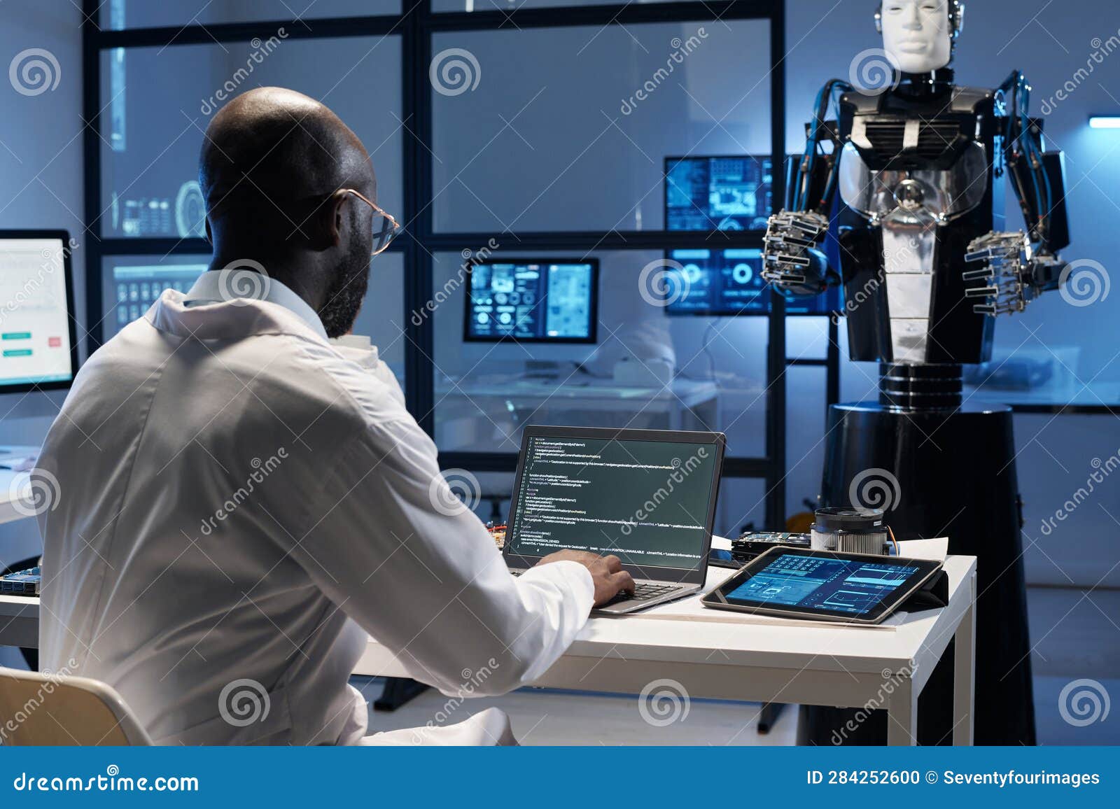 Engineer Typing Codes on Computer in the Lab Stock Photo - Image of ...