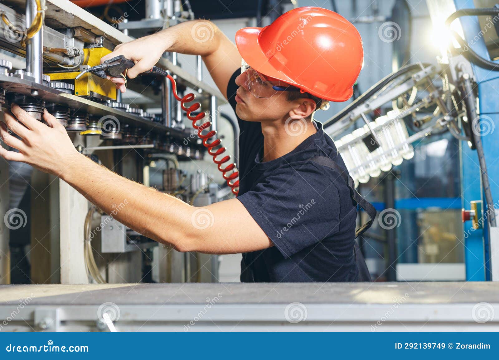 Engineer in Uniform Helmet Inspection Check Control Heavy Machine Stock ...