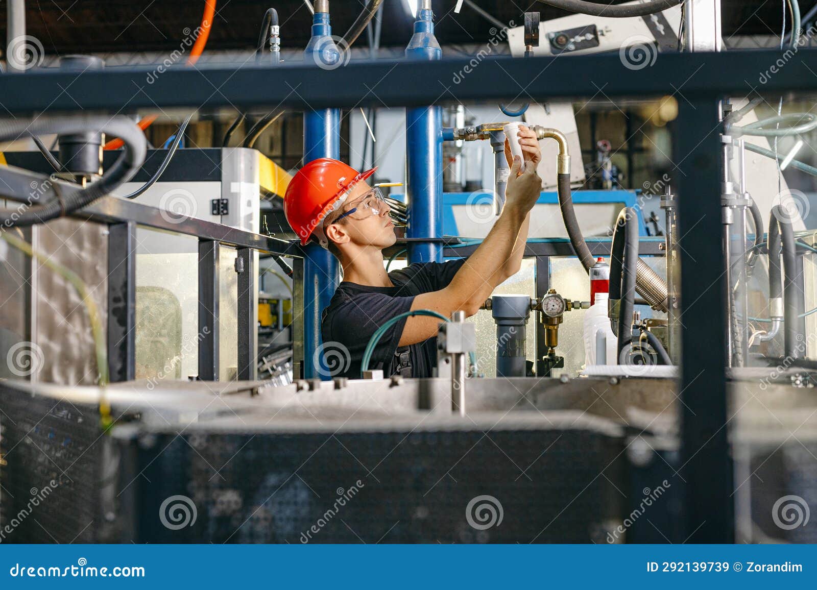 Engineer in Uniform Helmet Inspection Check Control Heavy Machine Stock ...