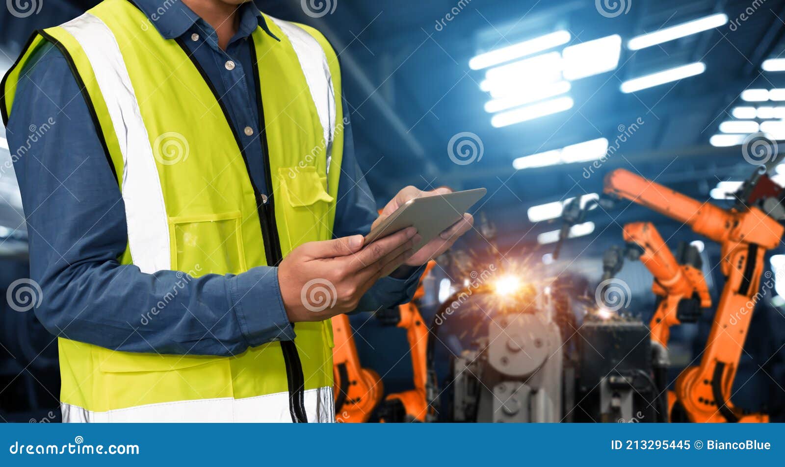 Engineer Use Advanced Robotic Software To Control Industry Robot Arm in ...