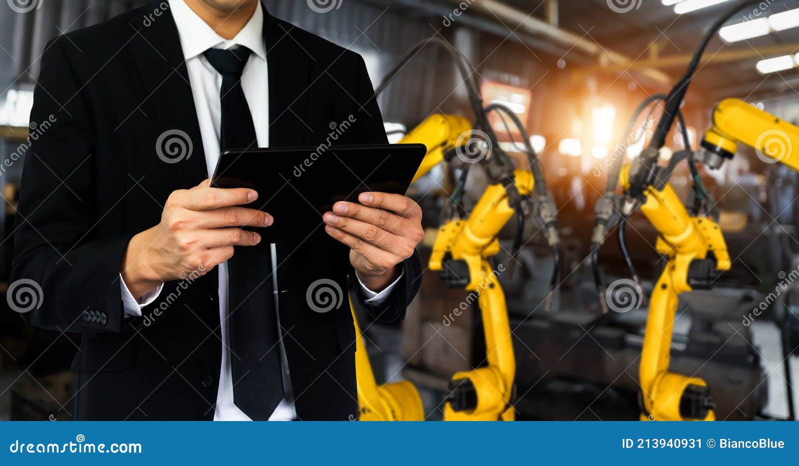 Engineer Use Advanced Robotic Software To Control Industry Robot Arm in ...