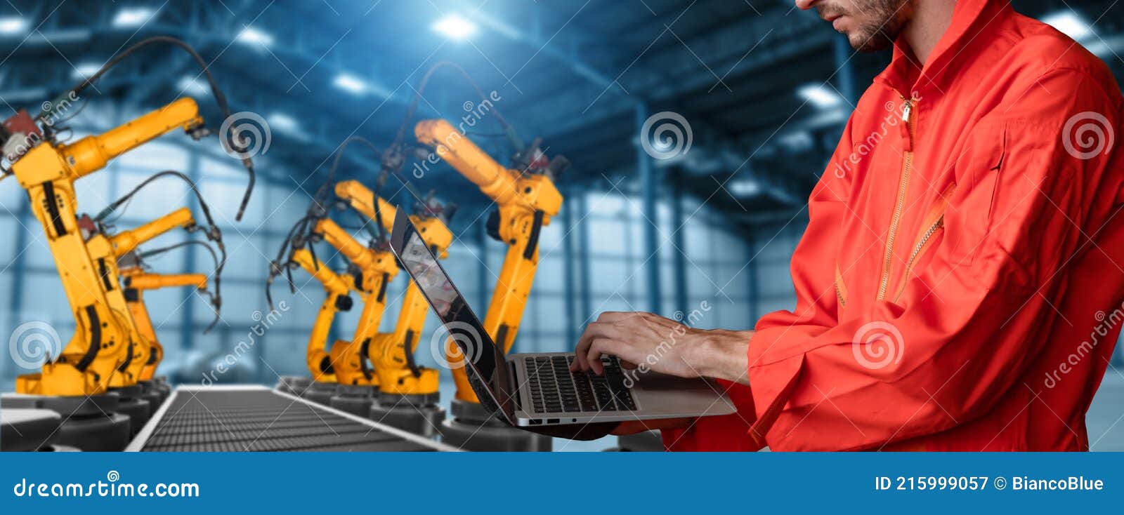 Engineer Use Advanced Robotic Software To Control Industry Robot Arm in ...