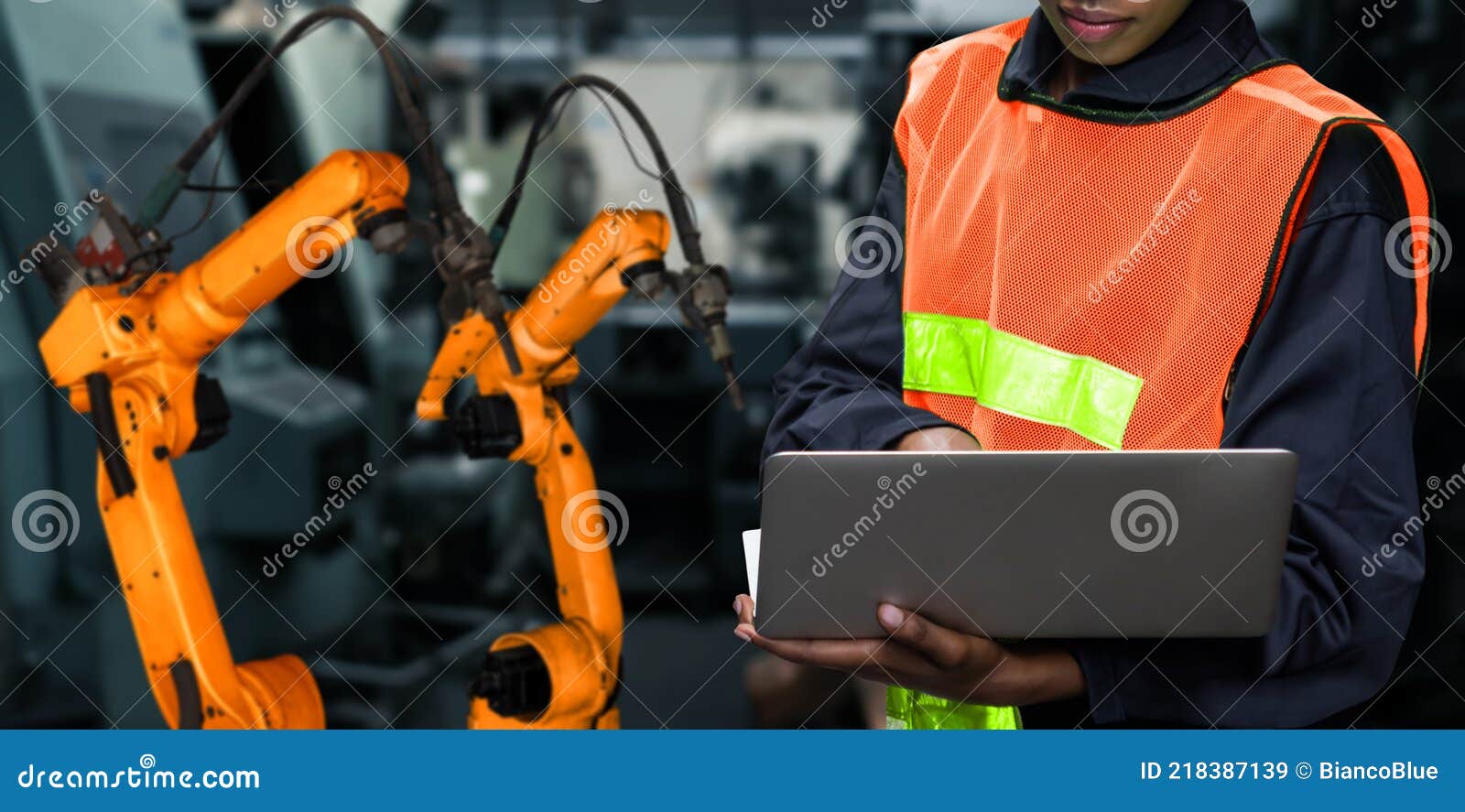 Engineer Use Advanced Robotic Software To Control Industry Robot Arm in ...