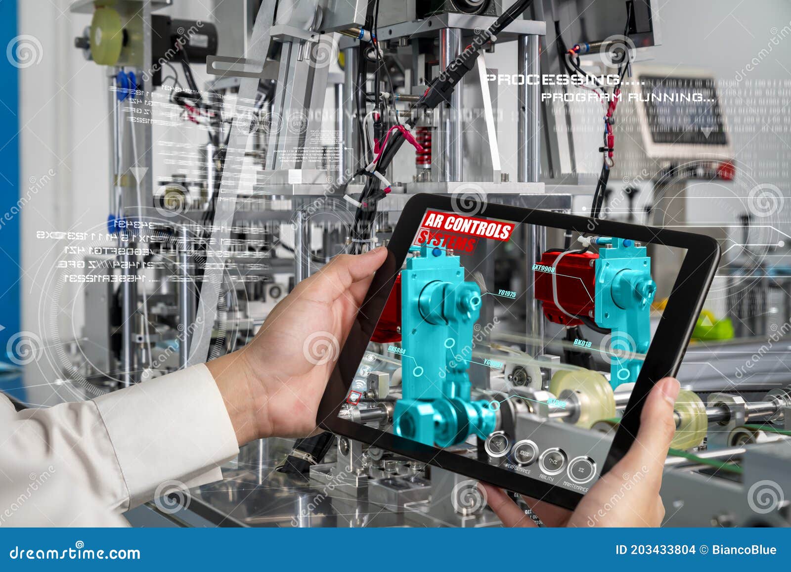 Engineer Use Augmented Reality Software in Smart Factory Production ...