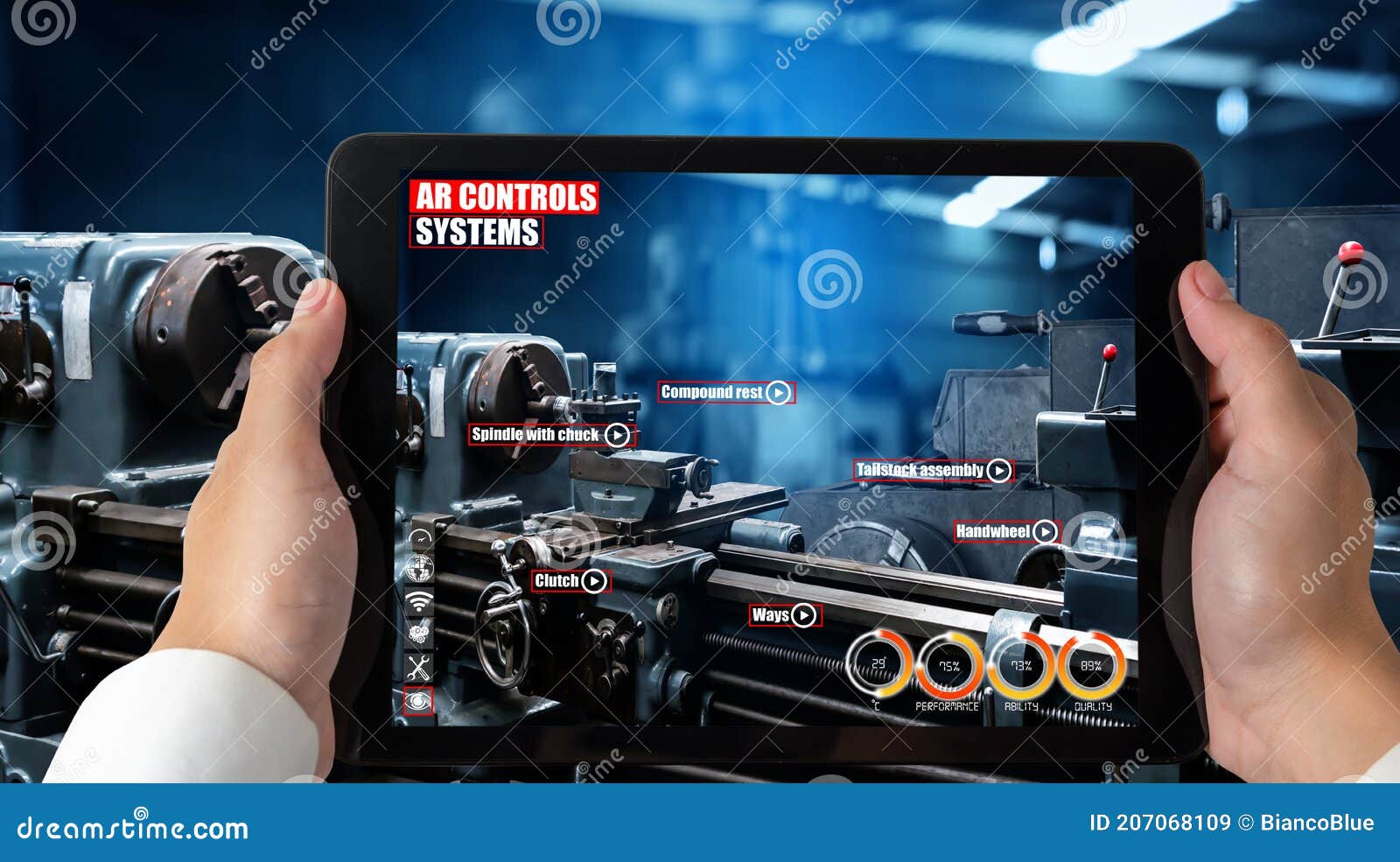 Engineer Use Augmented Reality Software in Smart Factory Production ...