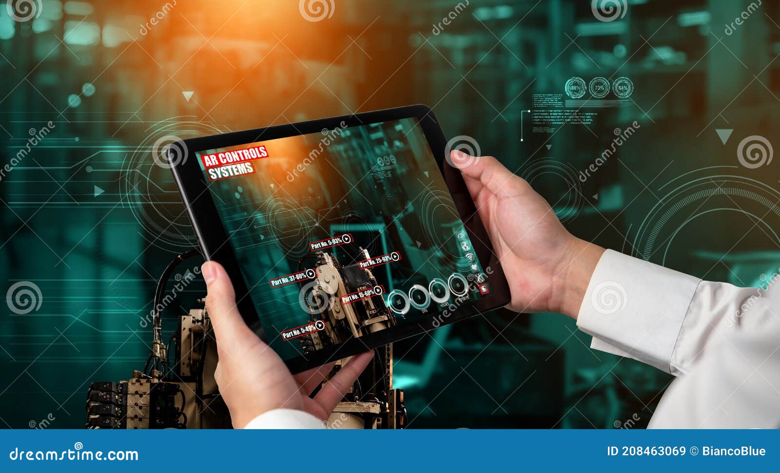 Engineer Use Augmented Reality Software in Smart Factory Production ...