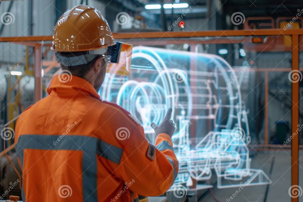Engineer Using Augmented Reality for Industrial Design Stock ...