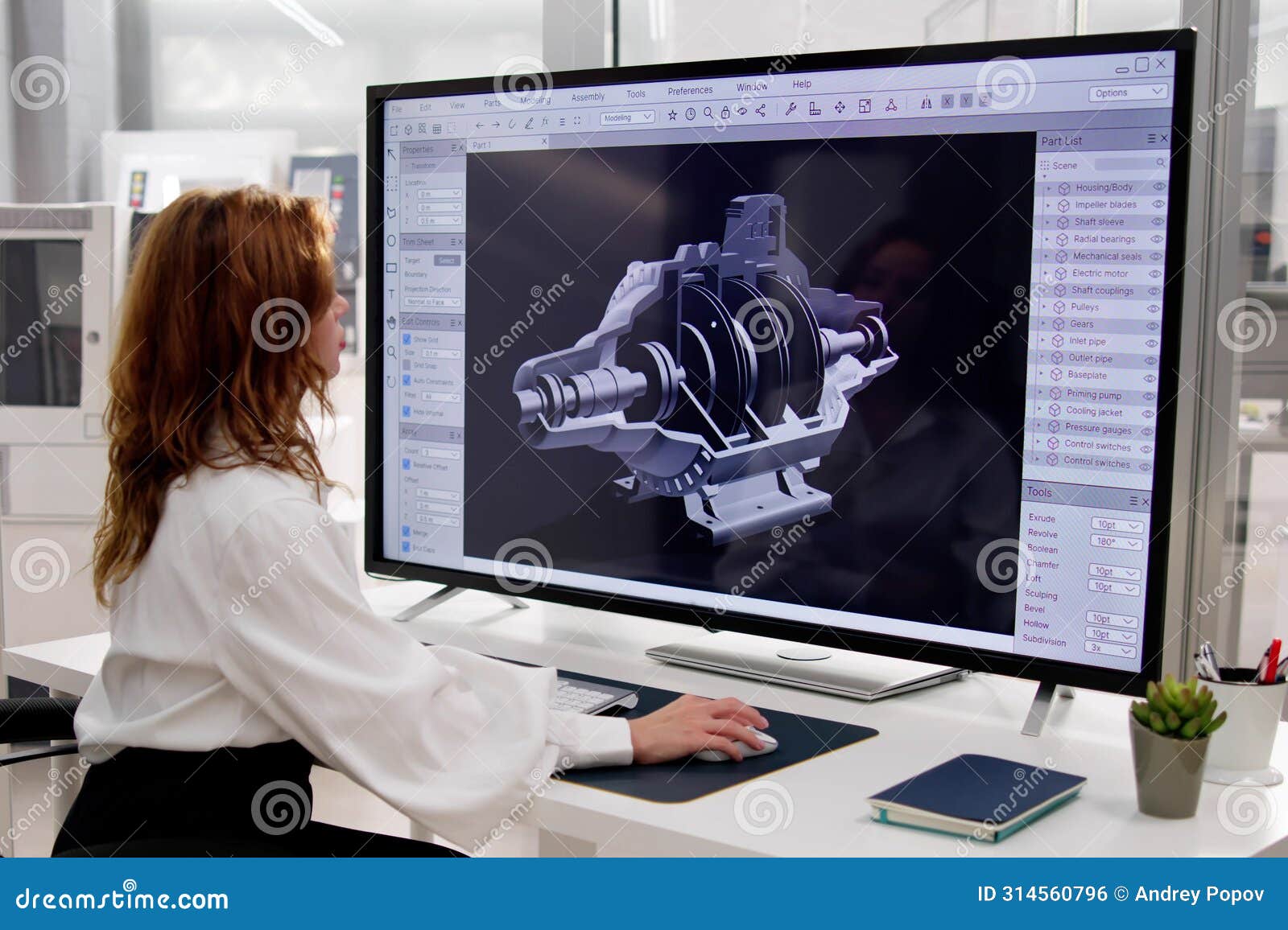 Engineer using computer stock photo. Image of draft - 314560796