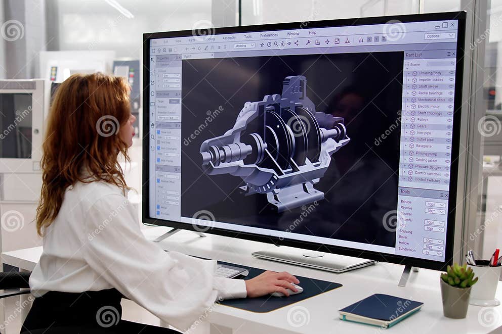 Engineer using computer stock photo. Image of draft - 314560796