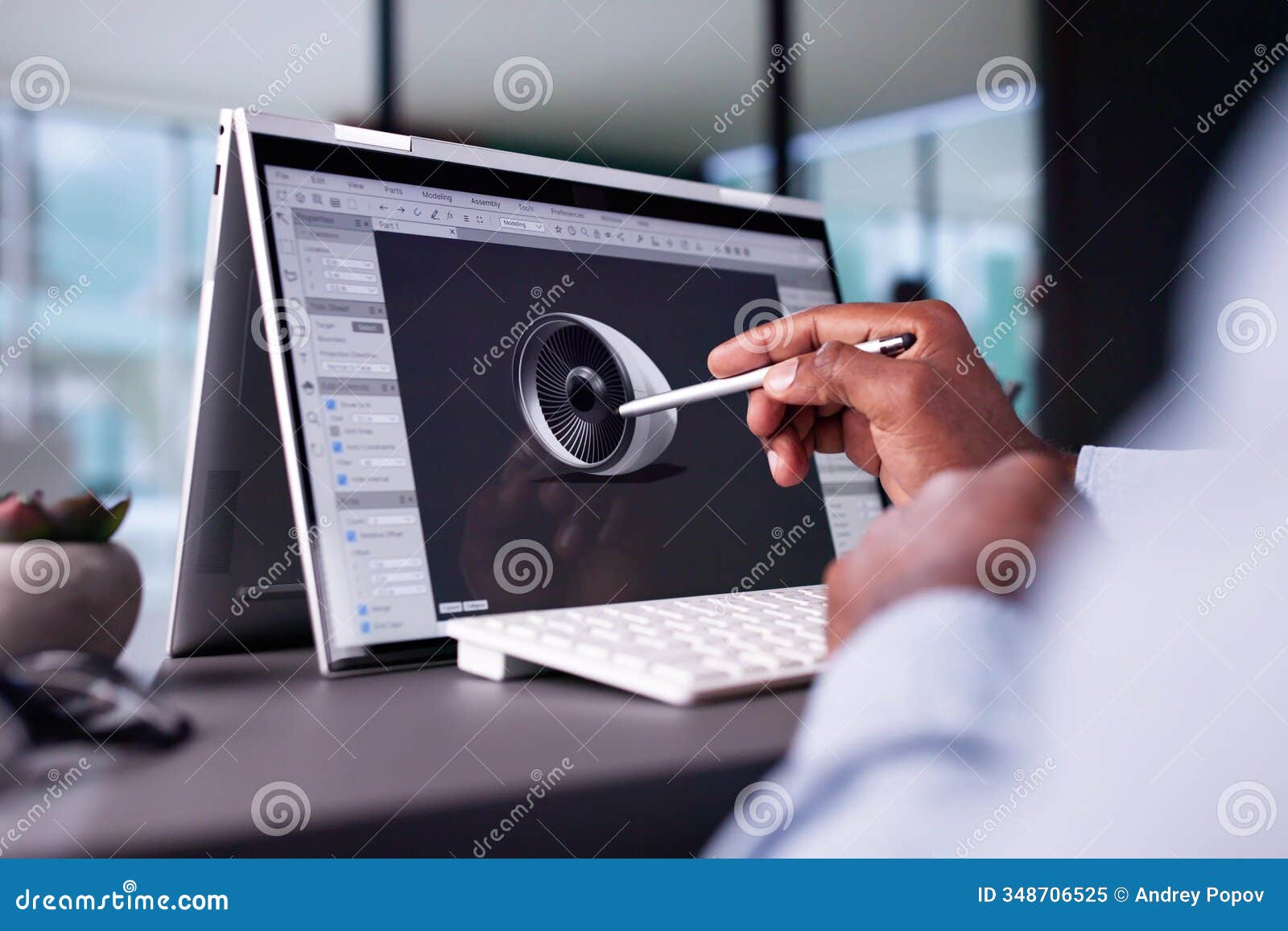 Engineer Using 3D CAD Software Stock Image - Image of electronics ...