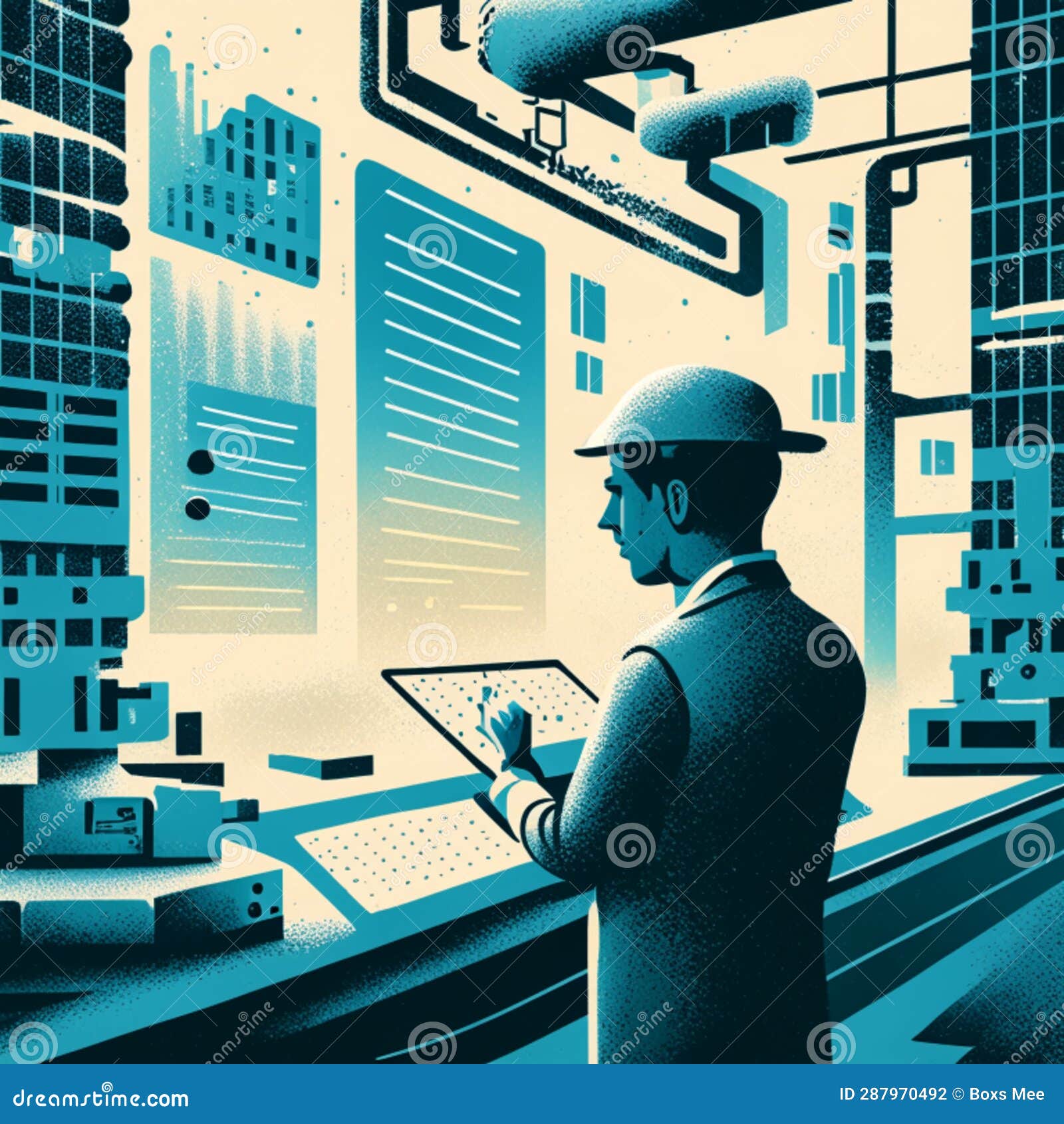 Engineer Using Digital Tablet in the City. 3d Render Illustration AI ...