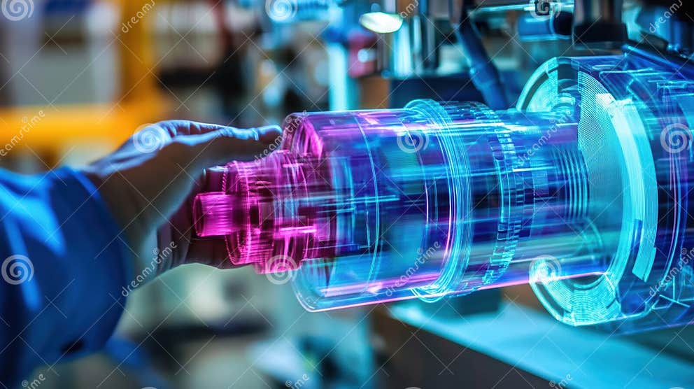 Engineer Using Holographic Augmented Reality Software To Design Industrial Part Stock Image ...