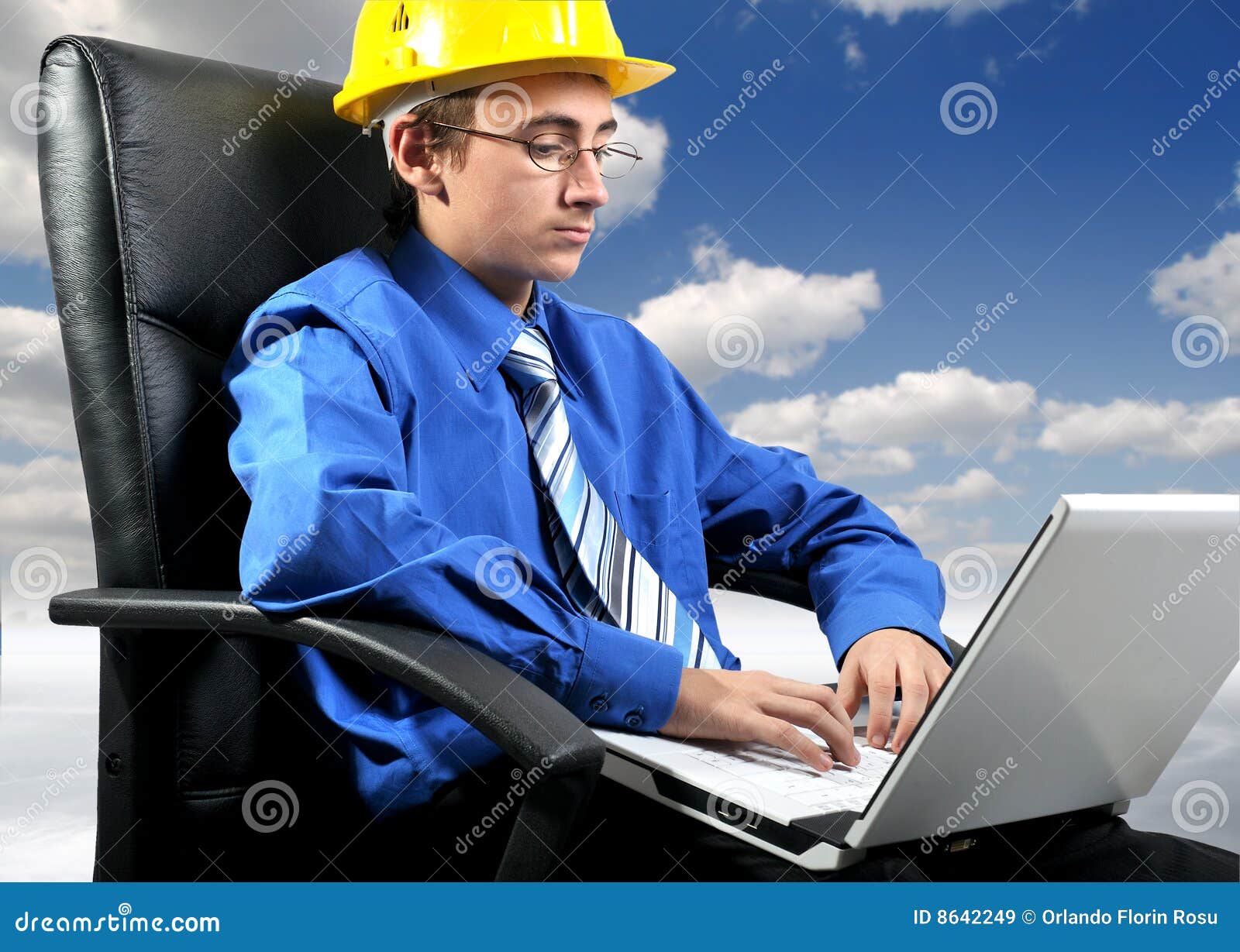 Engineer using laptop stock image. Image of shirt, businessperson - 8642249