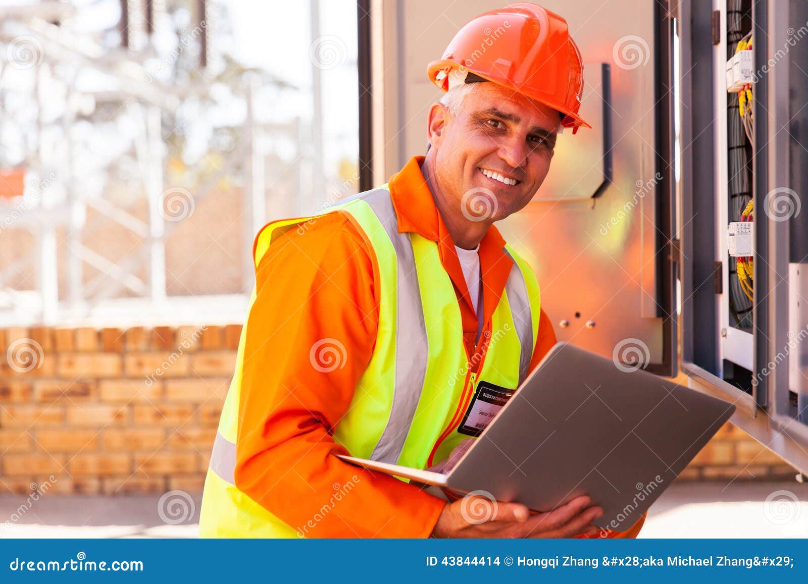 Engineer using laptop stock photo. Image of blue, business - 43844414