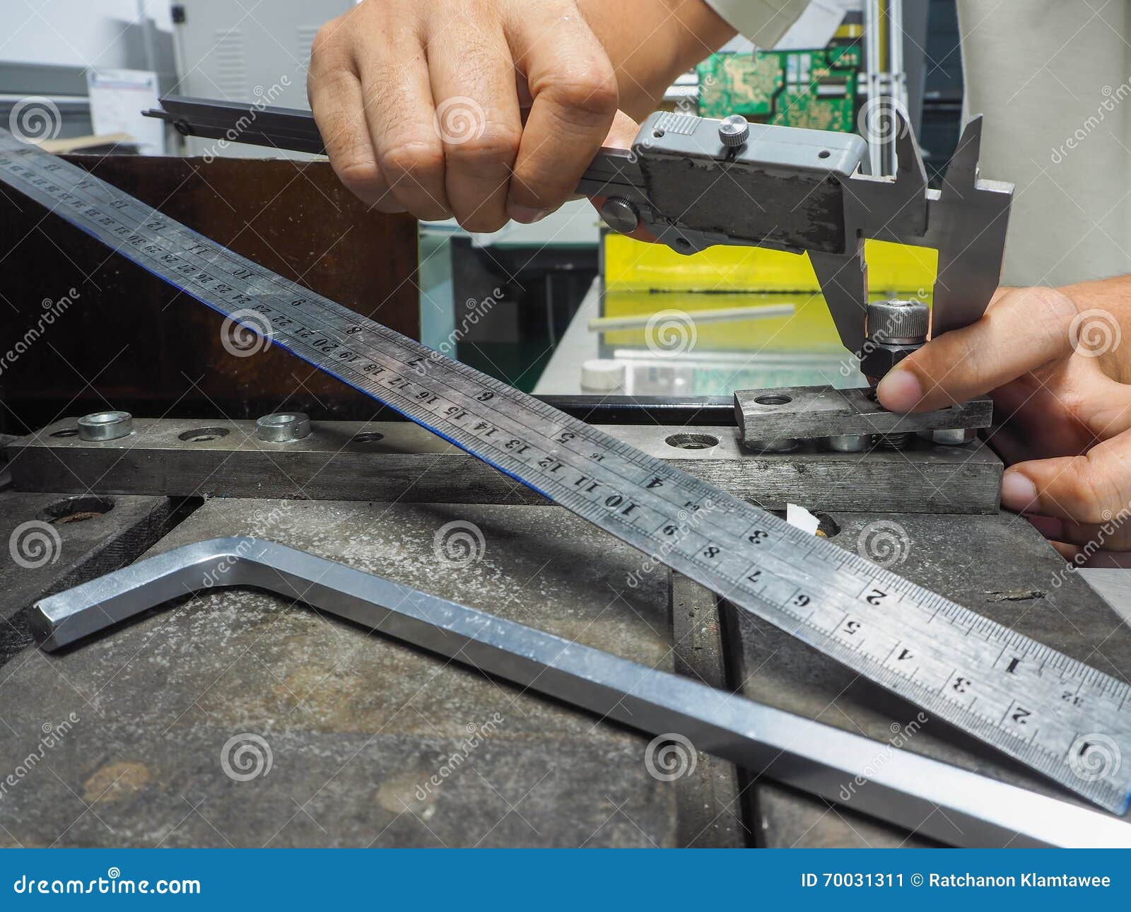 Engineer Using Measurement and Checking Project. Stock Image - Image of ...