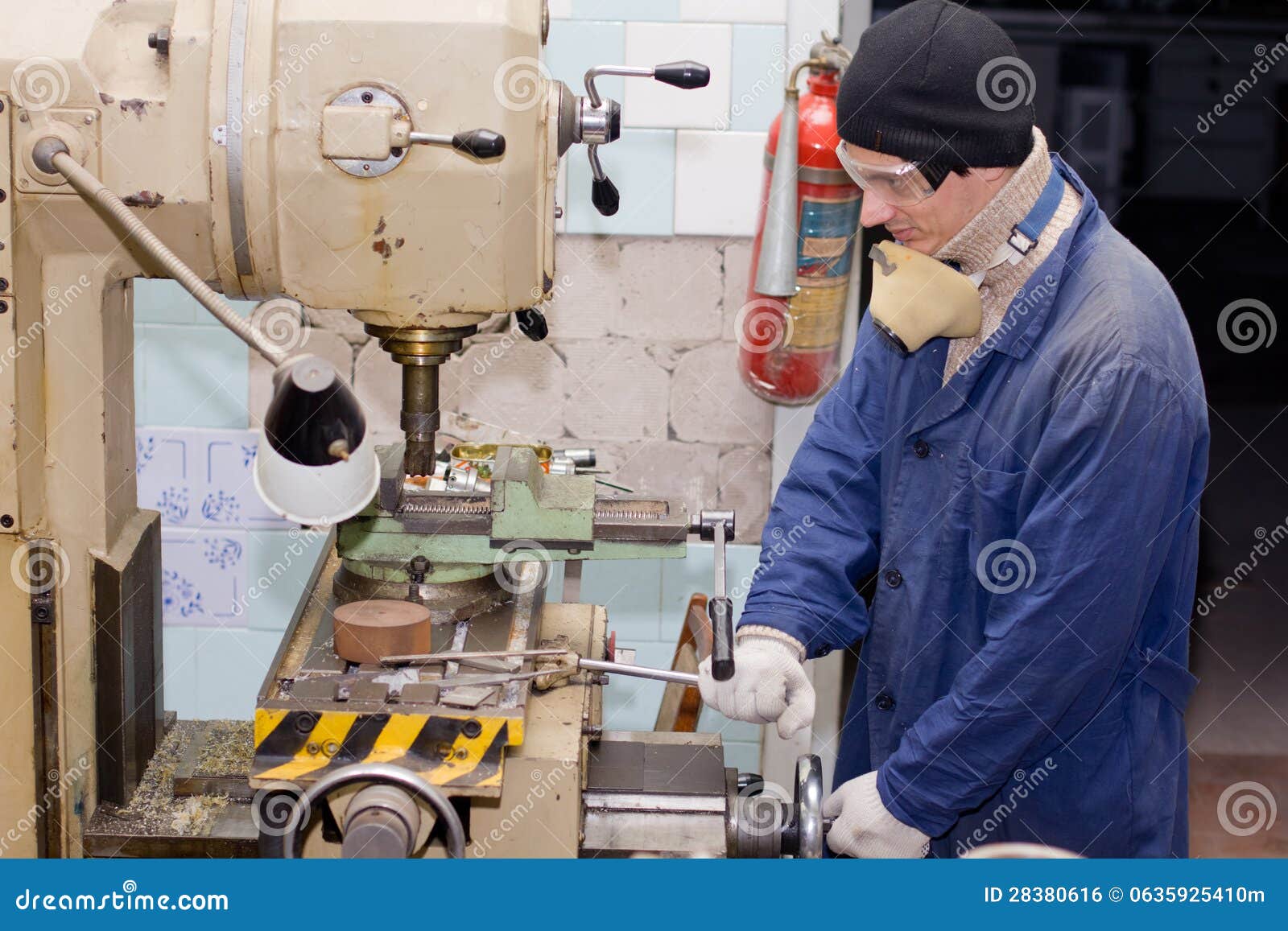 Engineer Using Milling Machine Stock Photo - Image of precision, white ...
