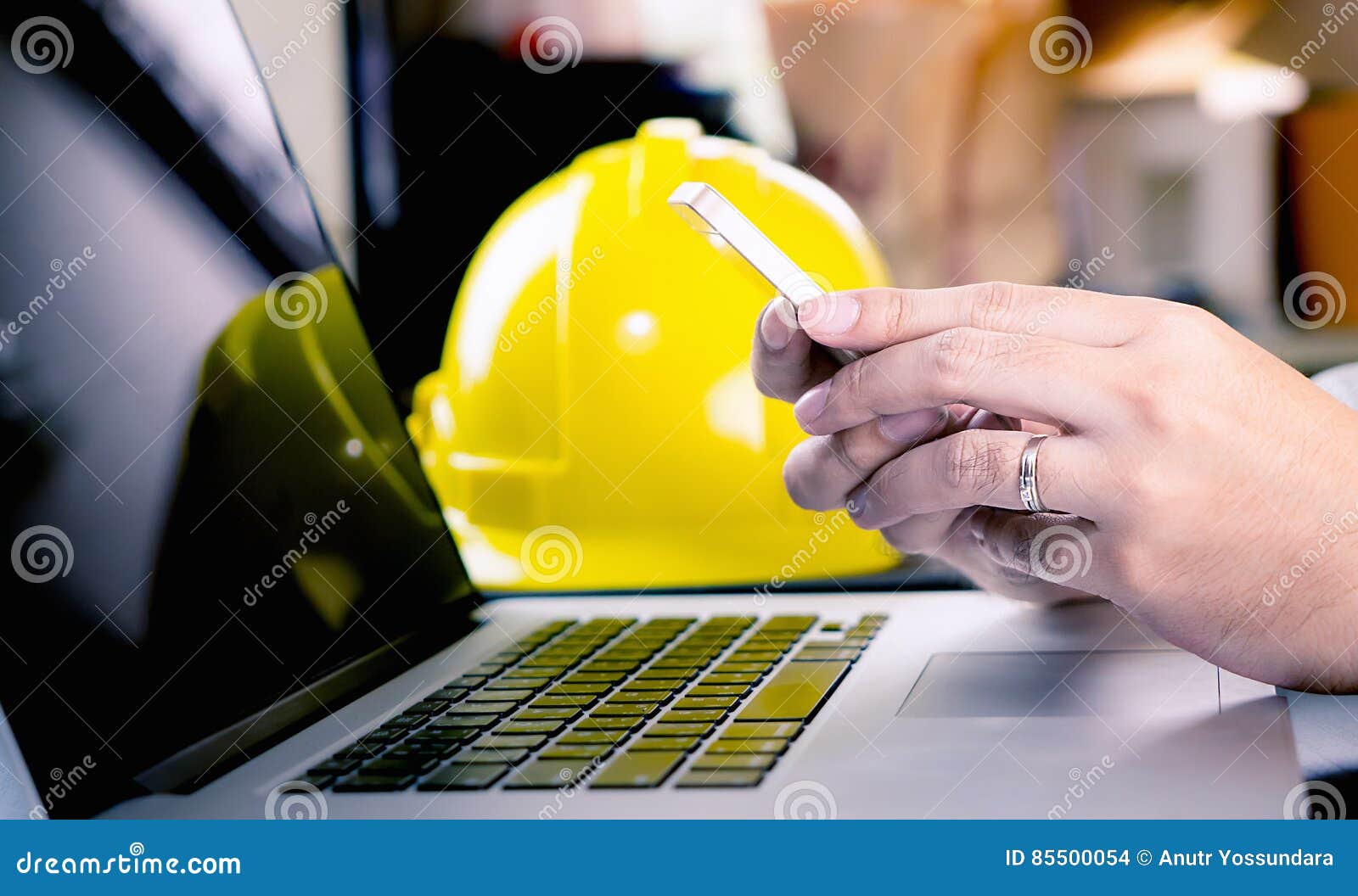 Engineer is Using Mobile Phone Stock Photo - Image of person, male ...
