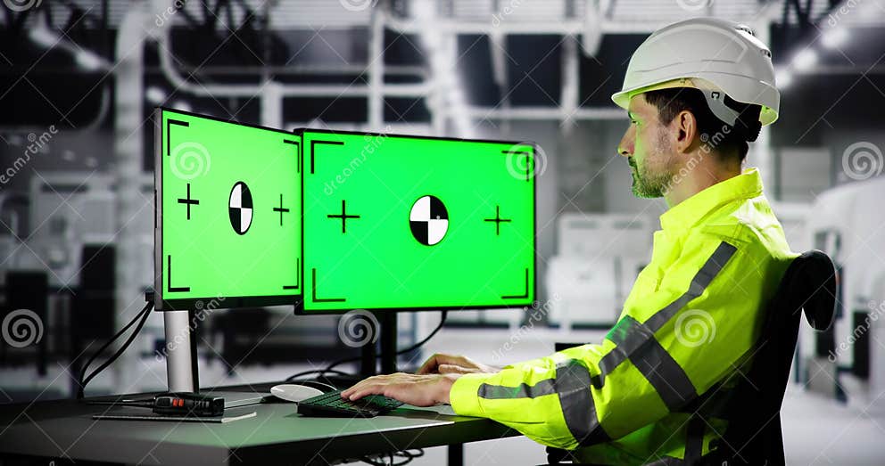 Engineer Using PC Monitor stock image. Image of electronic - 305269889