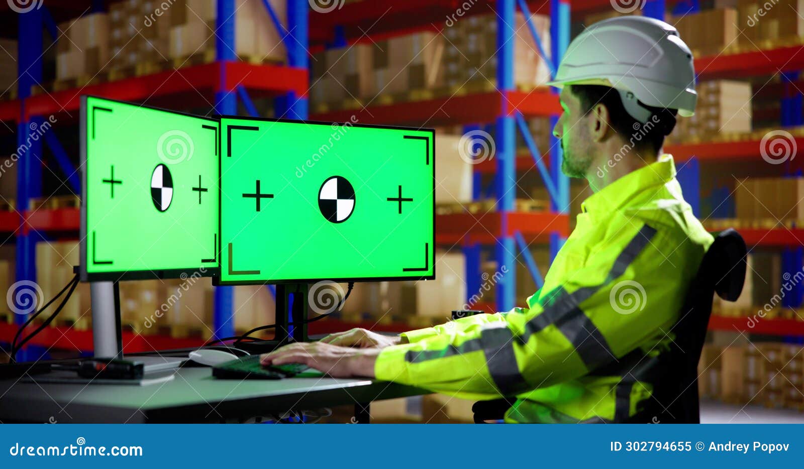 Engineer Using PC Monitor stock image. Image of workshop - 302794655