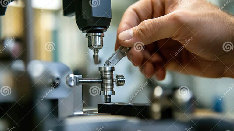 Engineer Using Precision Measuring Tool for Calibration and Quality ...