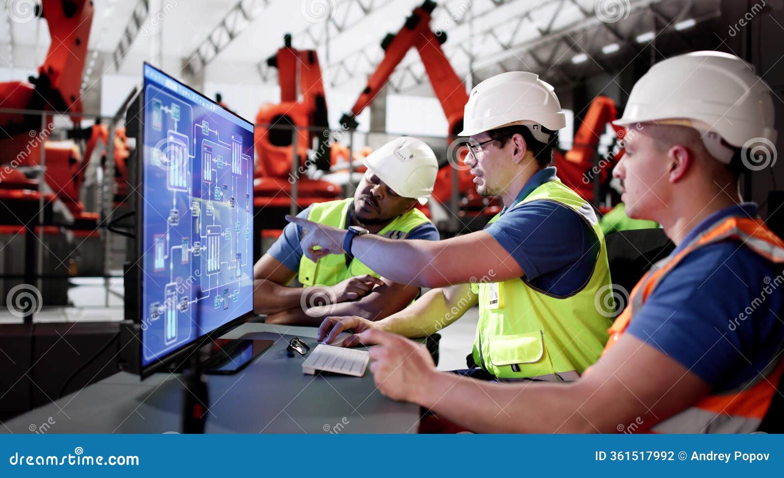 Engineer Using Tablet Checking Business Graph On Table Stock ...