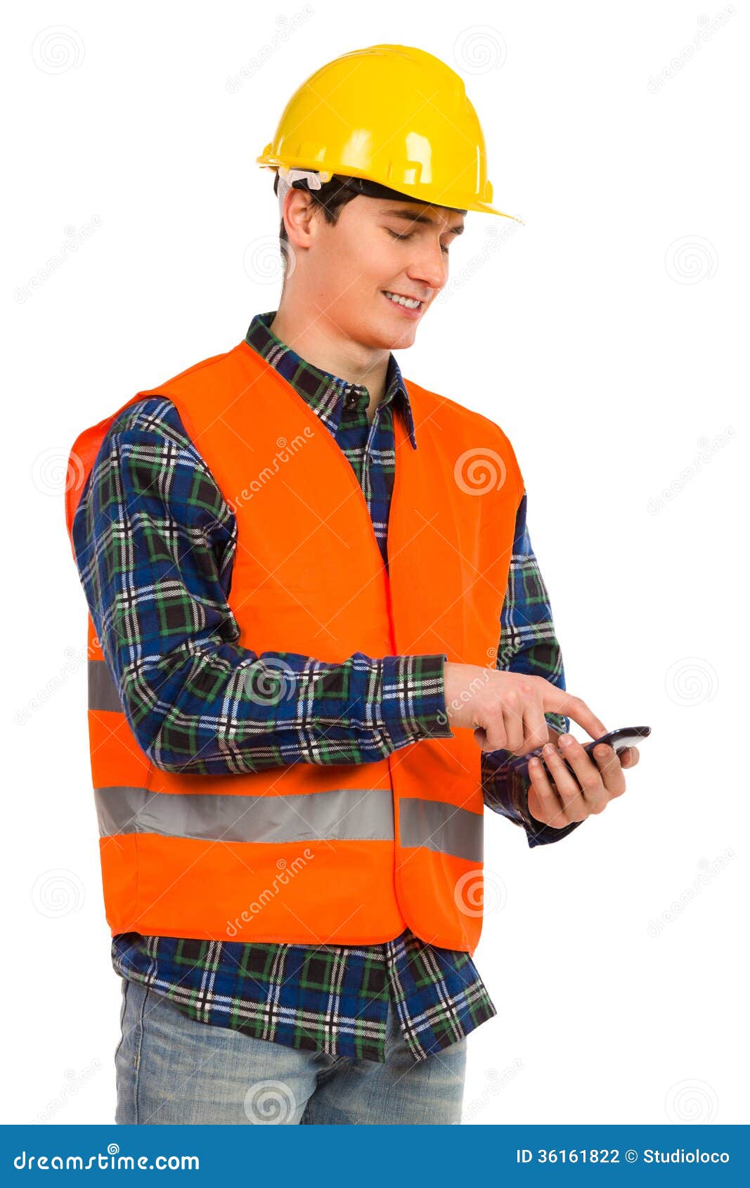 Engineer Using Smart Phone. Stock Photo - Image of contractor ...