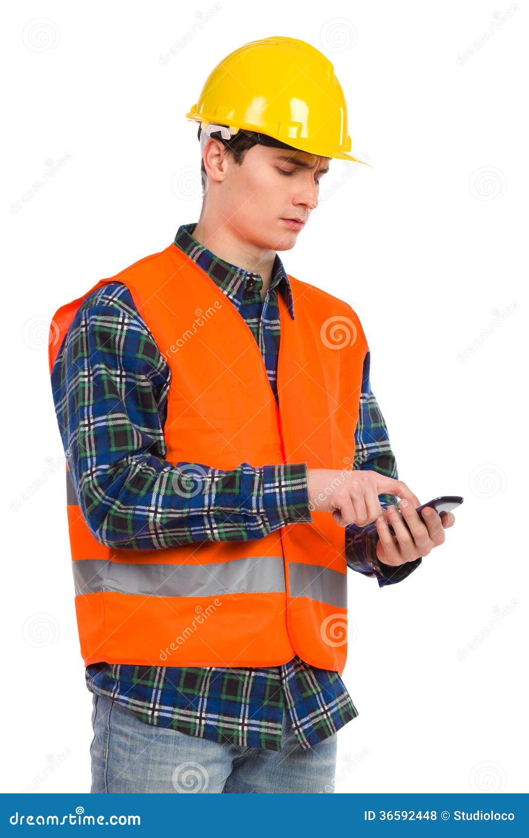 Engineer Using Smart Phone. Stock Photo - Image of inspector ...