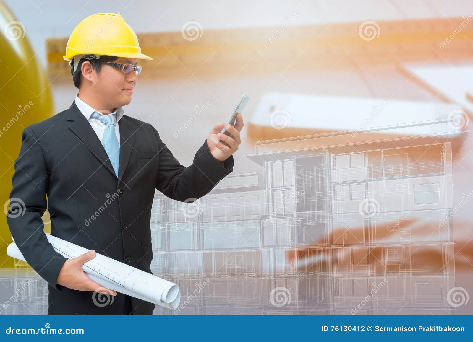 Engineer Using Smartphones To Communicate Stock Photo - Image of ...