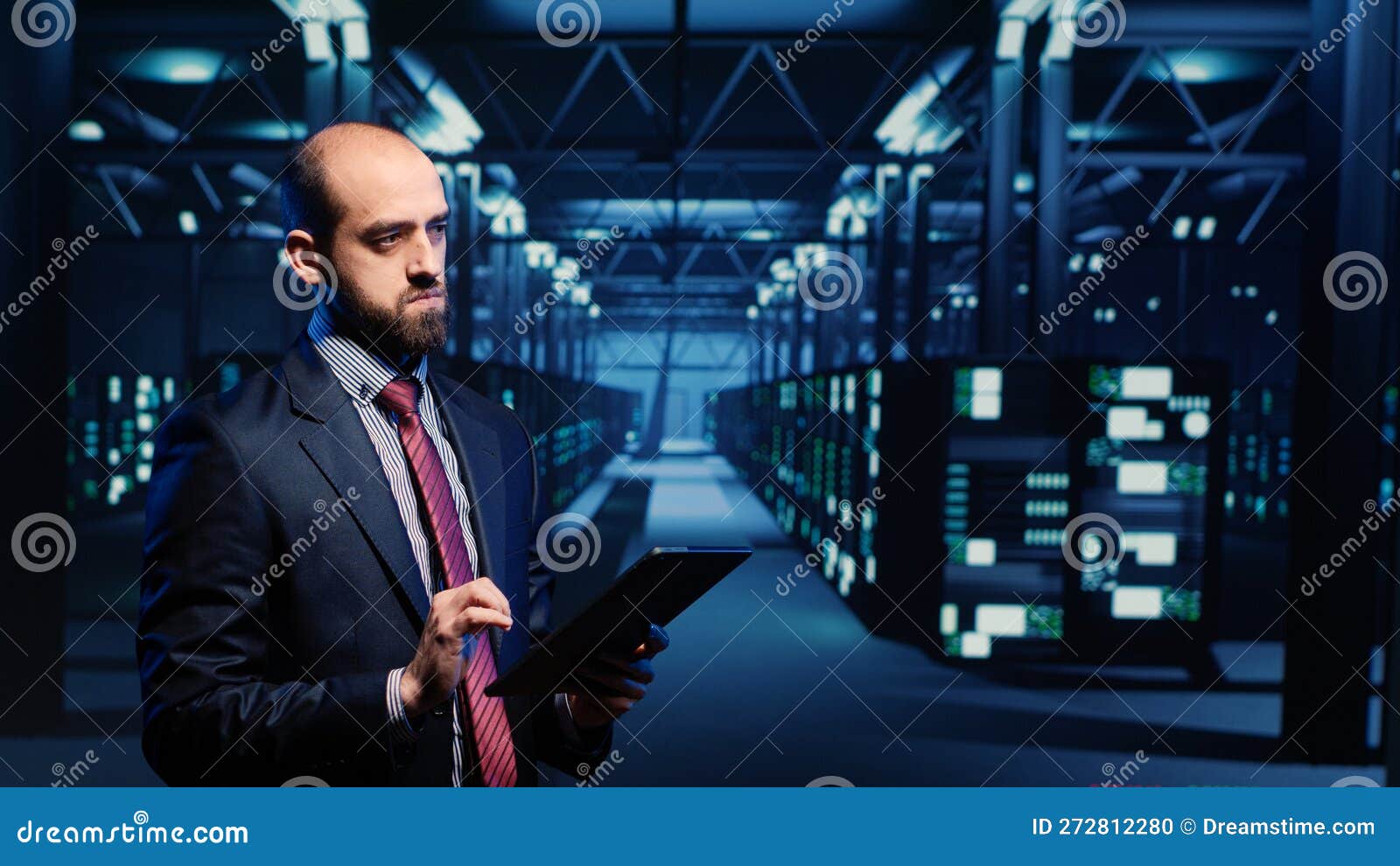 It Engineer Using Tablet in High Tech Server Room Stock Photo - Image ...