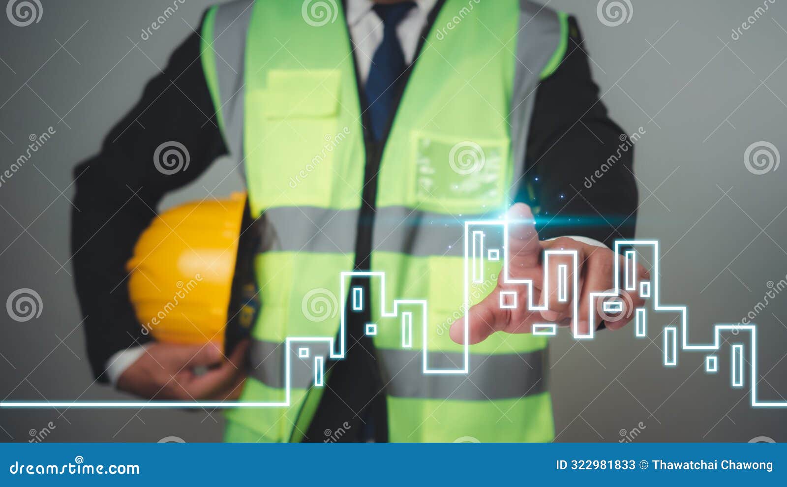 Engineer Using Tablet To Work on Table, Project Presentation Plan ...