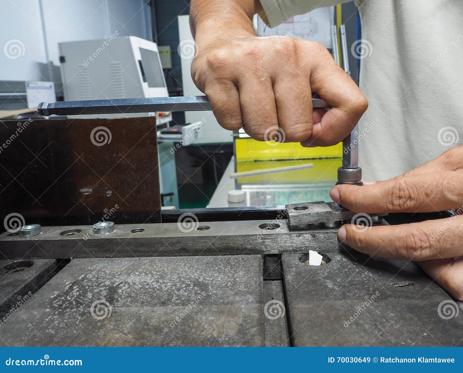 Engineer Using Tool Checking Project. Stock Image - Image of overalls ...