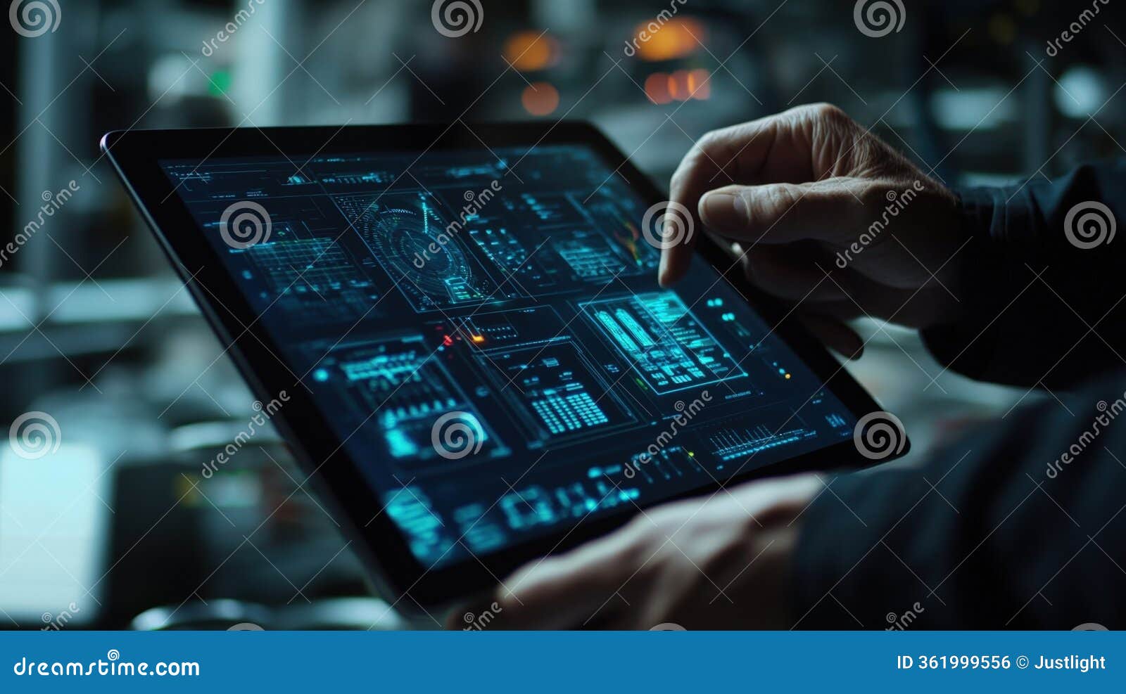 It Engineer Using Touchscreen Tablet Monitoring Cyber Security in Data ...