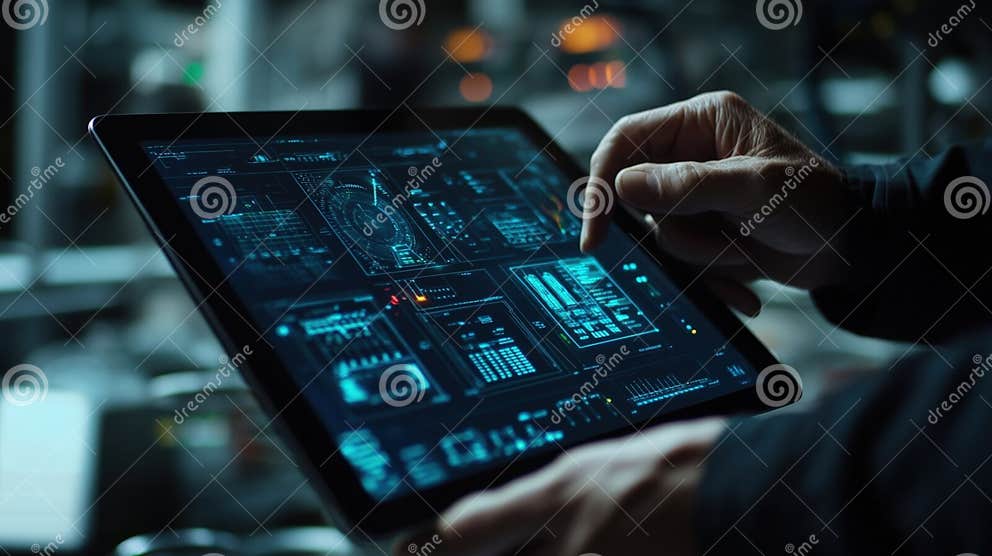 It Engineer Using Touchscreen Tablet Monitoring Cyber Security in Data ...