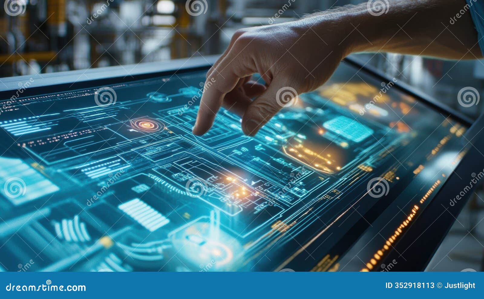 Engineer Using Touchscreen To Control Production Process in Factory Stock Image - Image of ...
