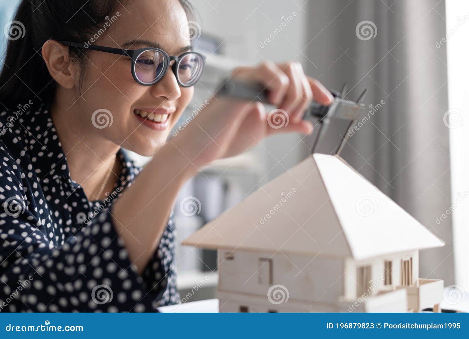 Engineer Using Vernier Caliper To Measuring Architectural Model Stock ...