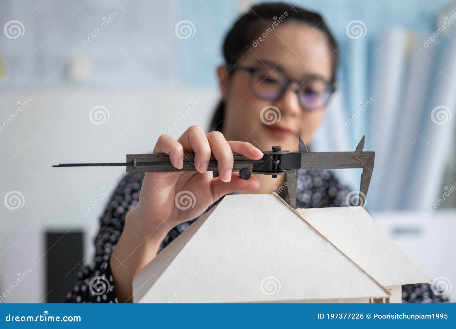 Engineer Using Vernier Caliper To Measuring Architectural Model Stock ...