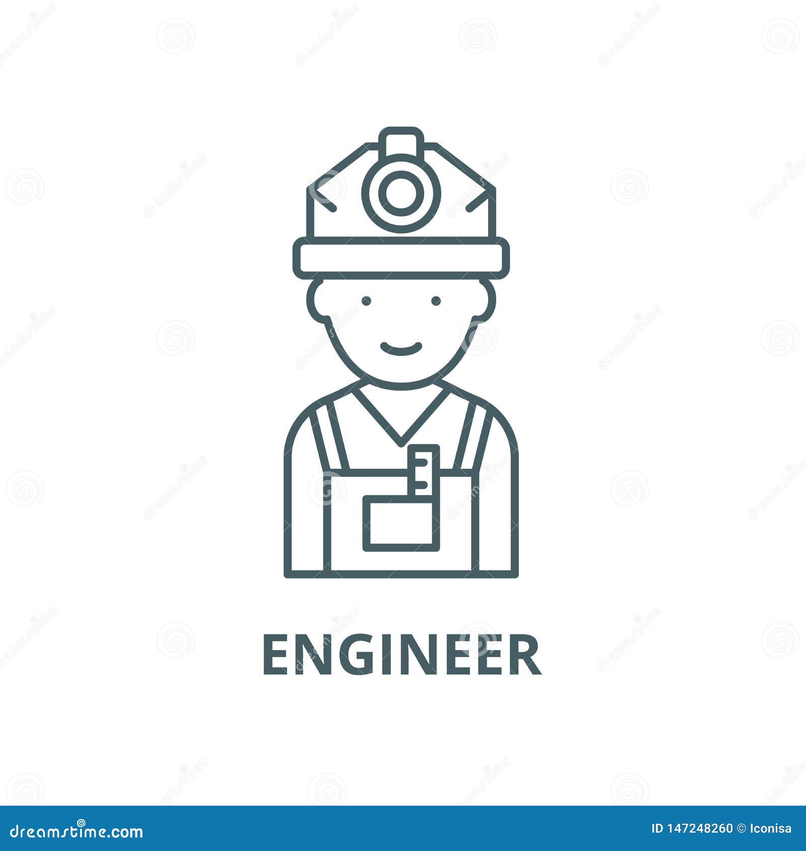 Engineer Vector Line Icon, Linear Concept, Outline Sign, Symbol Stock ...