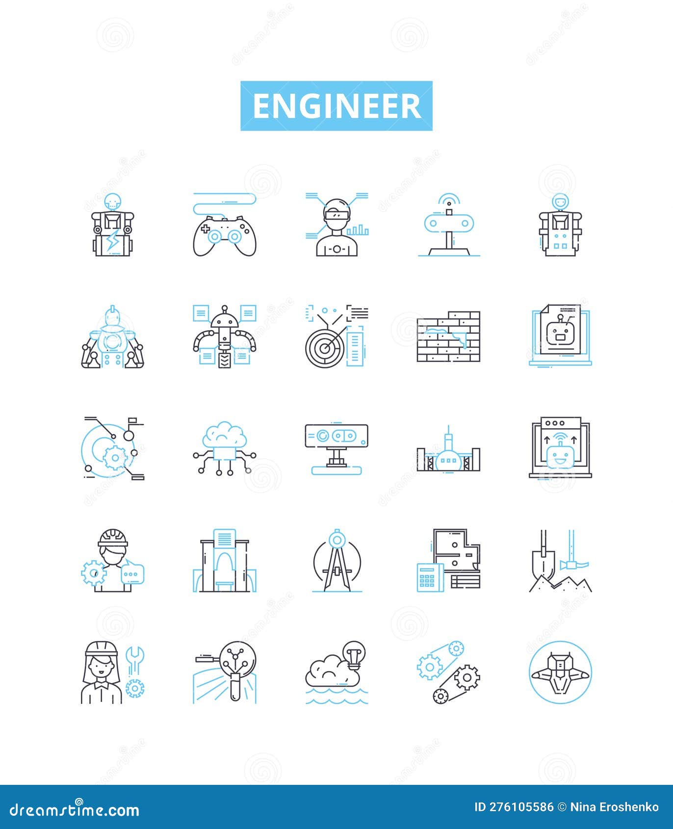 Engineer Vector Line Icons Set. Engineer, Technical, Mechanical ...