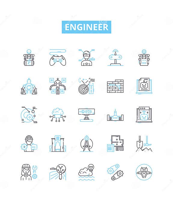 Engineer Vector Line Icons Set. Engineer, Technical, Mechanical ...
