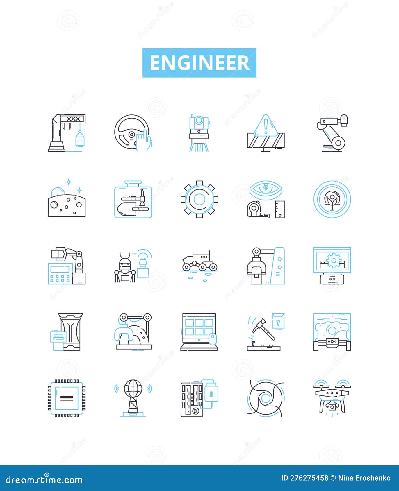 Engineer Vector Line Icons Set. Engineer, Technical, Mechanical ...