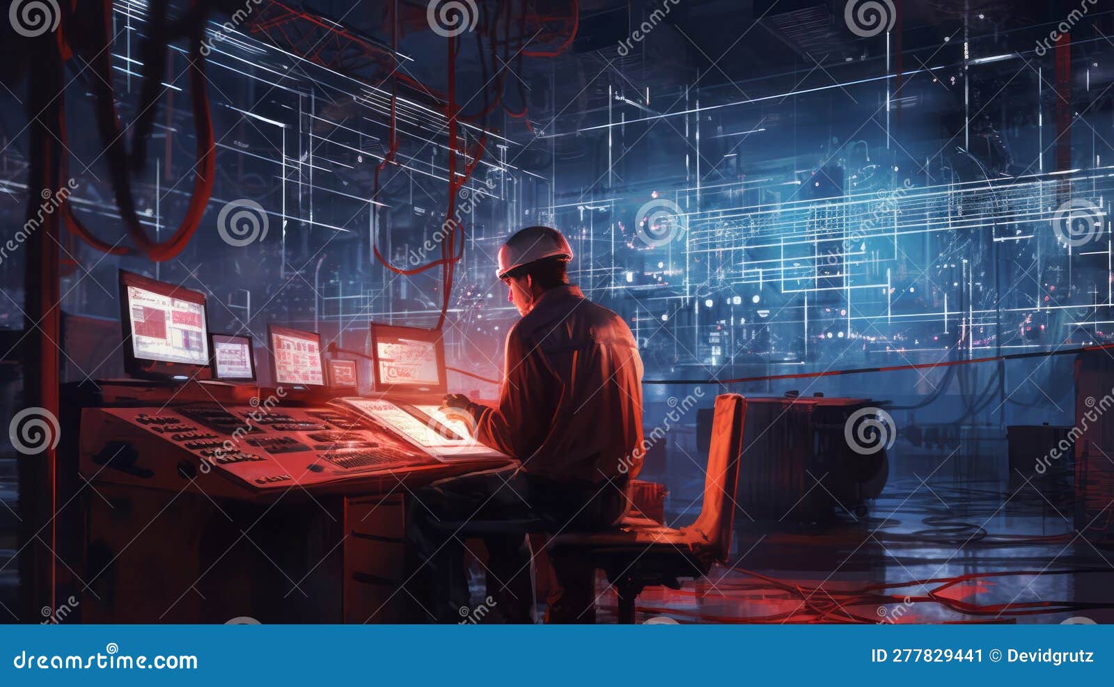 Engineer Verify the State of Work at the Facility. Generative AI Stock ...