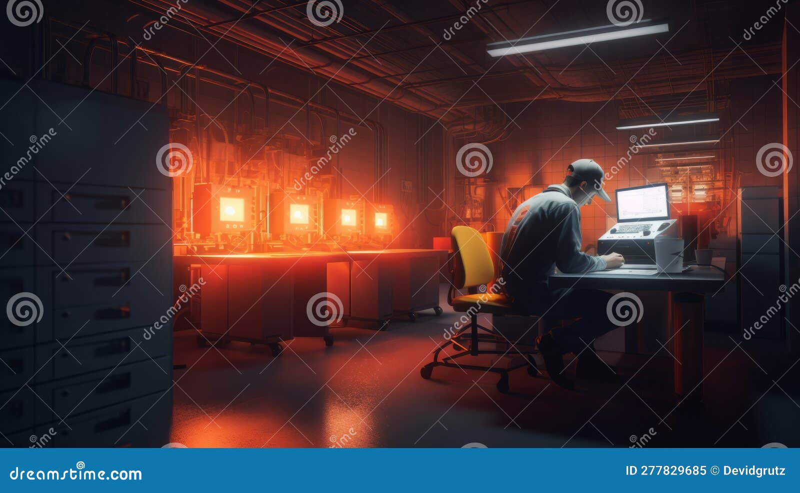 Engineer Verify the State of Work at the Facility. Generative AI Stock ...