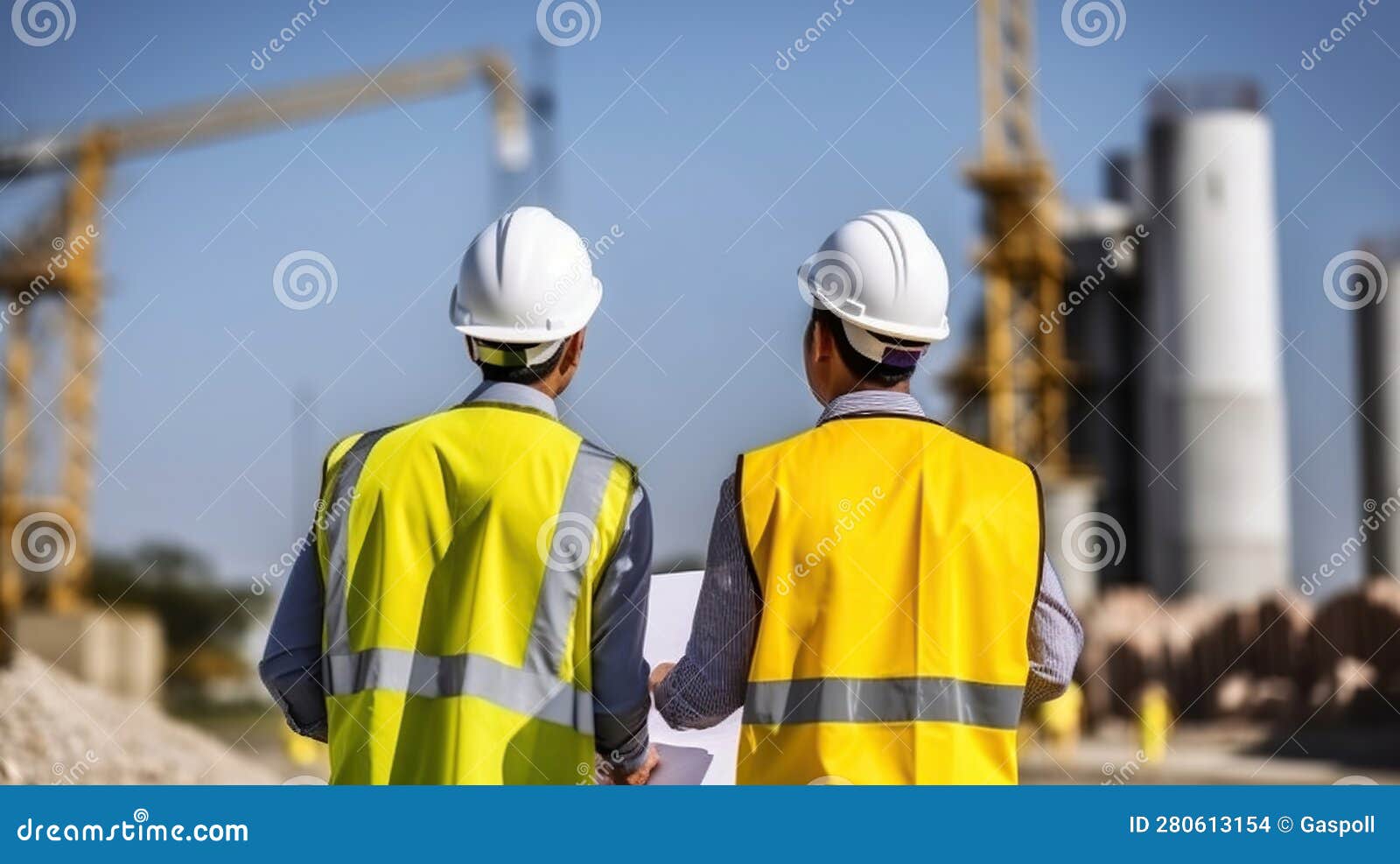 Engineer with Vests Confer Near the Construction Site, Igniting Project ...