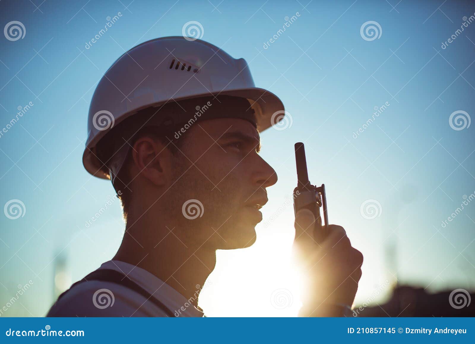 Engineer Walkie Talkie, Giving Instructions Stock Image - Image of ...
