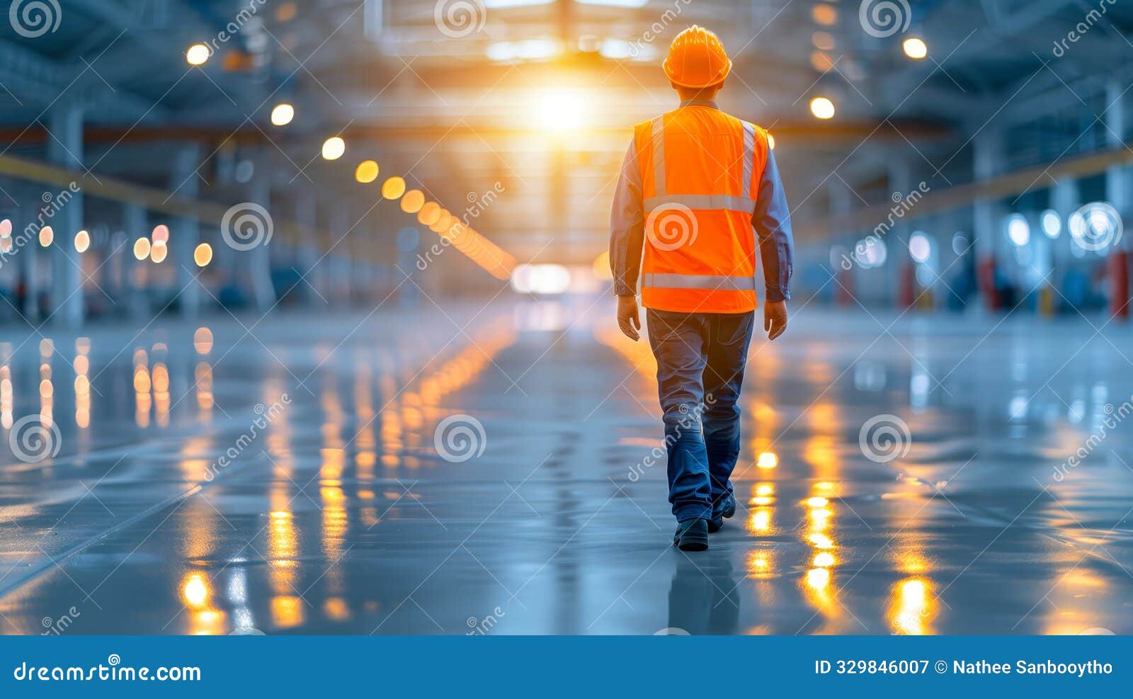 Engineer Walking in Modern Industrial Facility Stock Illustration ...