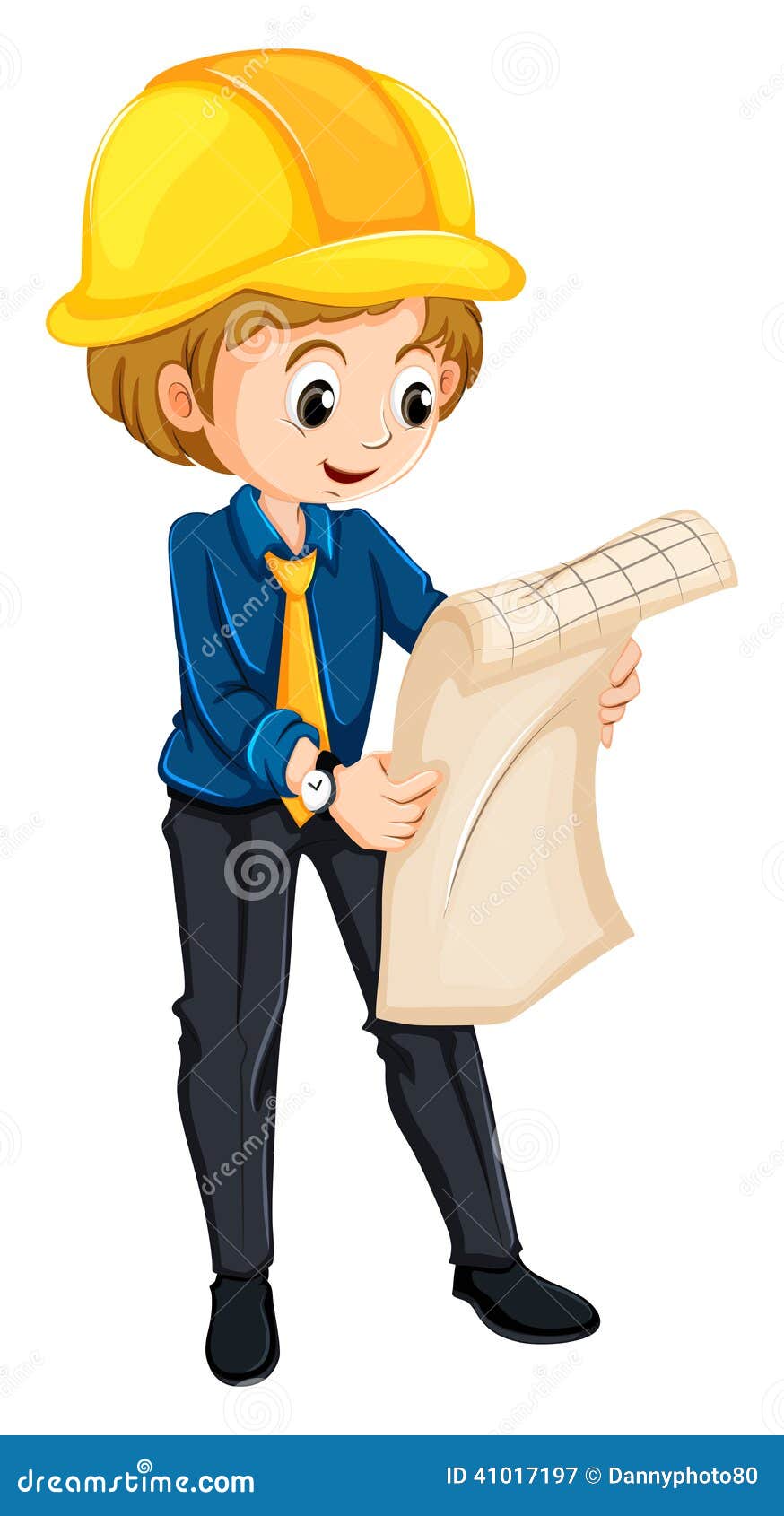 An Engineer Watching His Sketch Plan Stock Vector - Illustration of ...